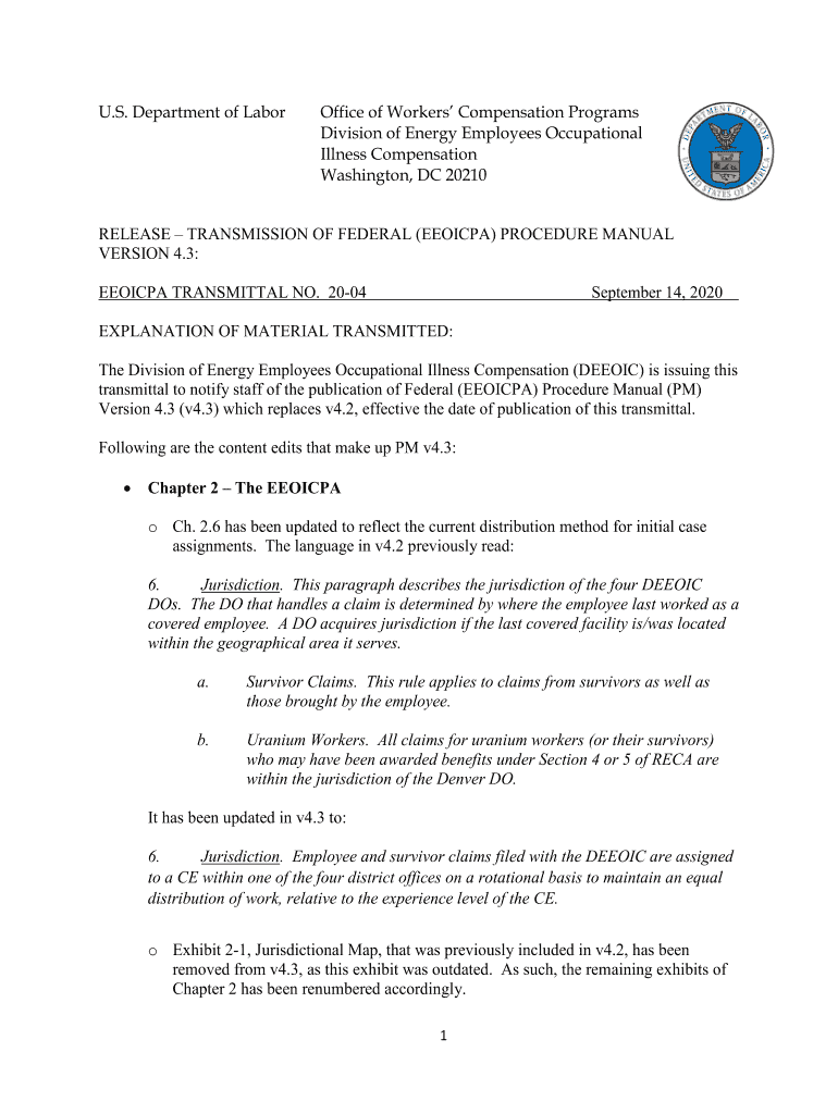 Eeoicpa Procedure Manual - Fill Online, Printable, Fillable, Blank ...