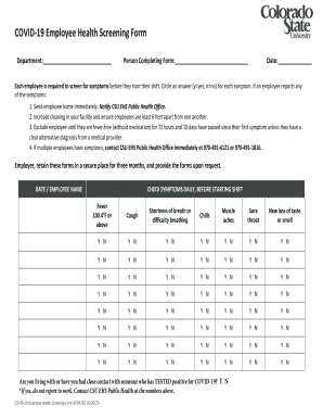 Fillable Online COVID-19 Employee Health Screening Form - AgSci-Home ...
