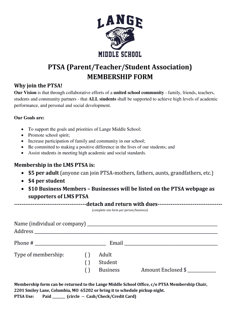 Fillable Online PTSA (Parent/Teacher/Student Association) Fax Email Print - pdfFiller