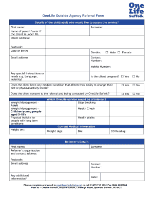 OneLife Outside Agency Referral Form - Fill and Sign Printable Template ...