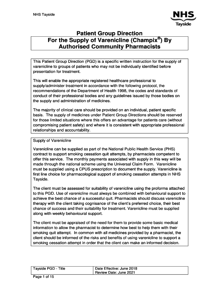 Fillable Online PDF Patient Group Direction for the supply of by ...