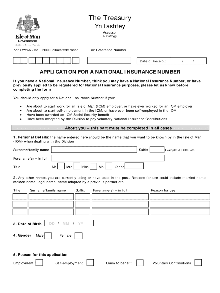 Fillable Online 1 Isle of ManInformation on Tax Identification Numbers ...