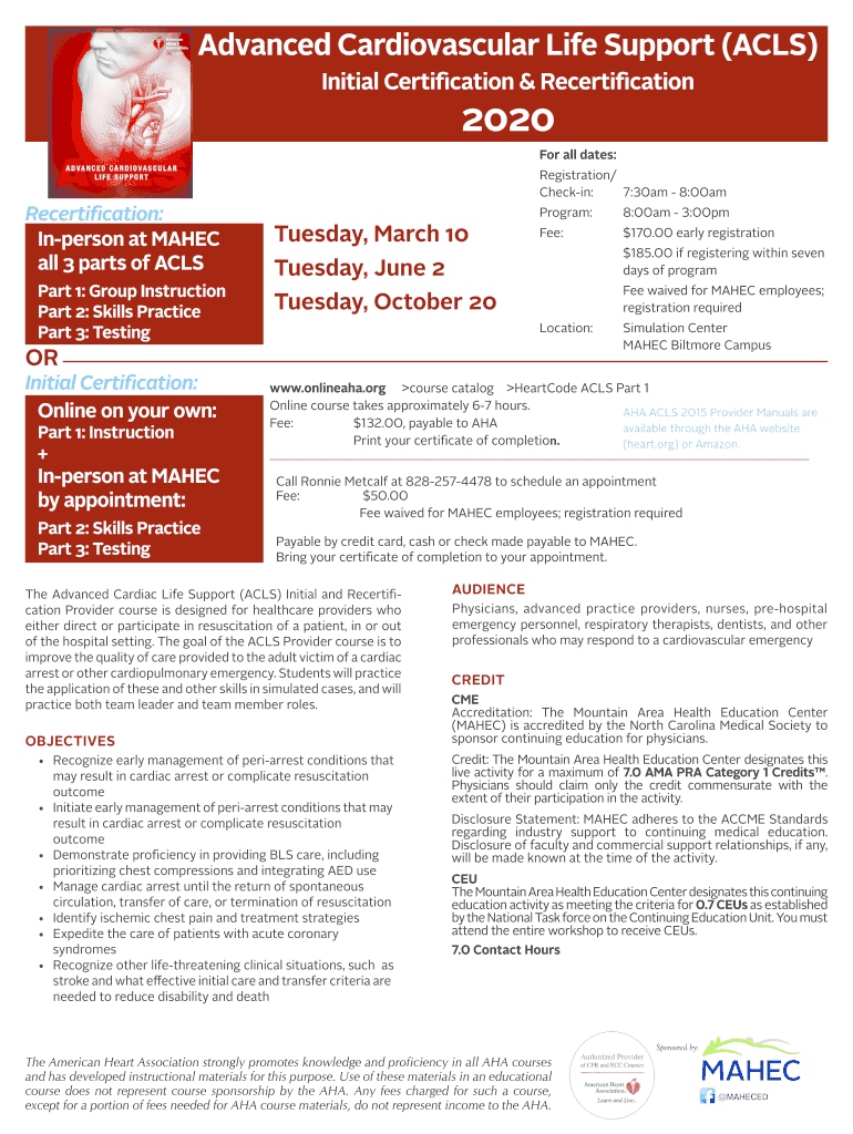 Fillable Online sys mahec American Heart Association Acls Written Exam ...