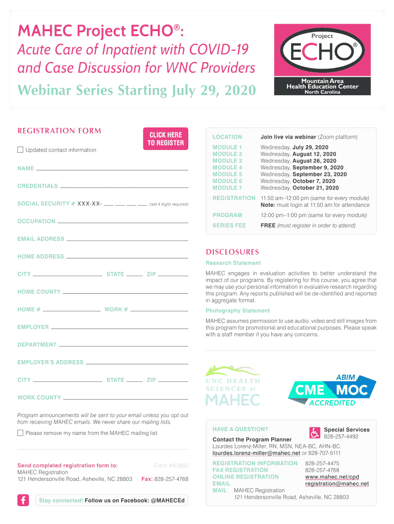 Fillable Online sys mahec Project ECHO for Acute Care of Inpatient with ...