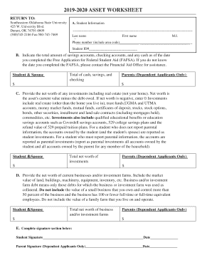 Fillable Online 2019-2020 ASSET WORKSHEET Fax Email Print - pdfFiller