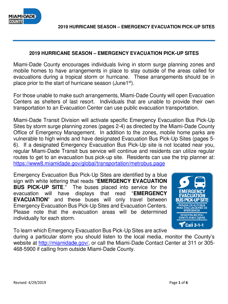 Fillable Online Miami-Dade County Service - Emergency Evacuations Fax ...