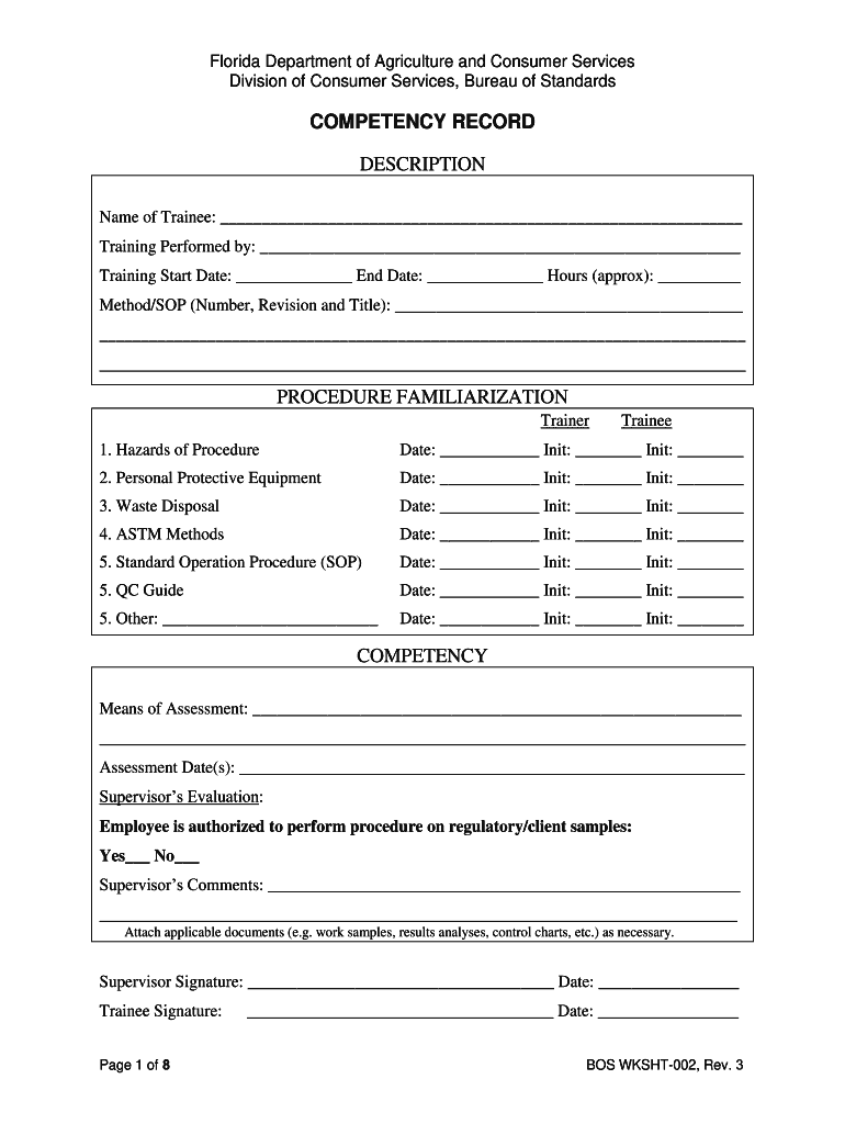 Fillable Online Sample On the Job Training Forms - Florida. on-the-job ...