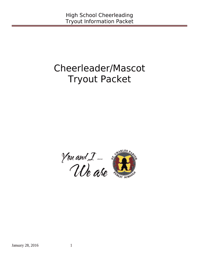 Hahnville High School Cheerleading Tryout Packet Doc Template | pdfFiller
