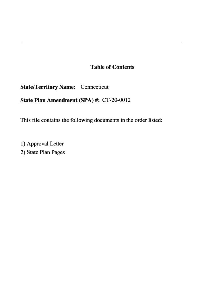 Fillable Online State Plan Amendment (SPA) #: CT-20-0012 Fax Email ...