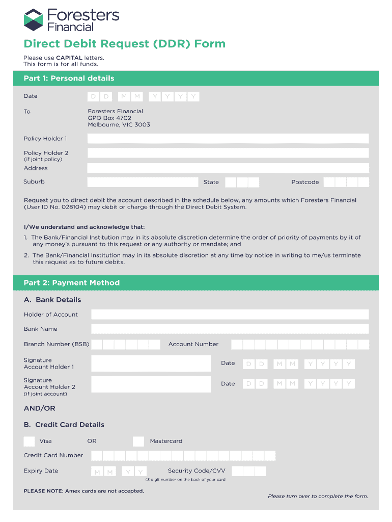 Fillable Online Direct Debit Request Form - Zurich Fax Email Print ...