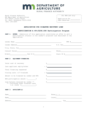 Fillable Online Disaster Recovery Loan Application Form ...