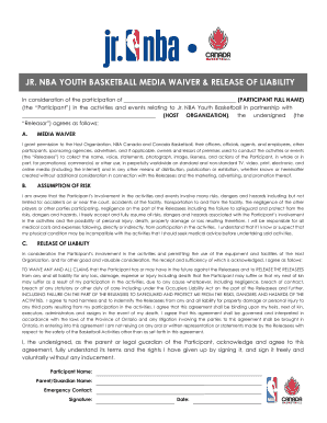 Fillable Online NBA YOUTH BASKETBALL MEDIA WAIVER & RELEASE OF ...