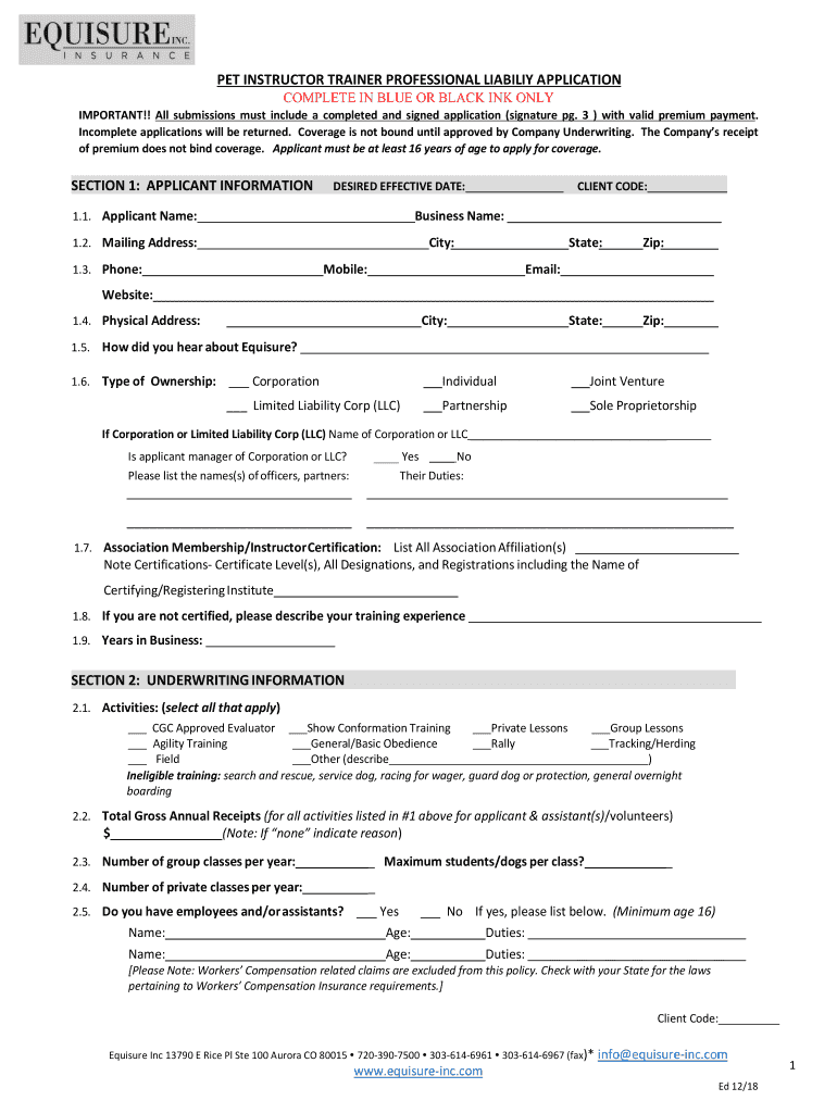 Fillable Online SECTION 1: APPLICANT INFORMATION DESIRED EFFECTIVE DATE Fax Email Print - pdfFiller