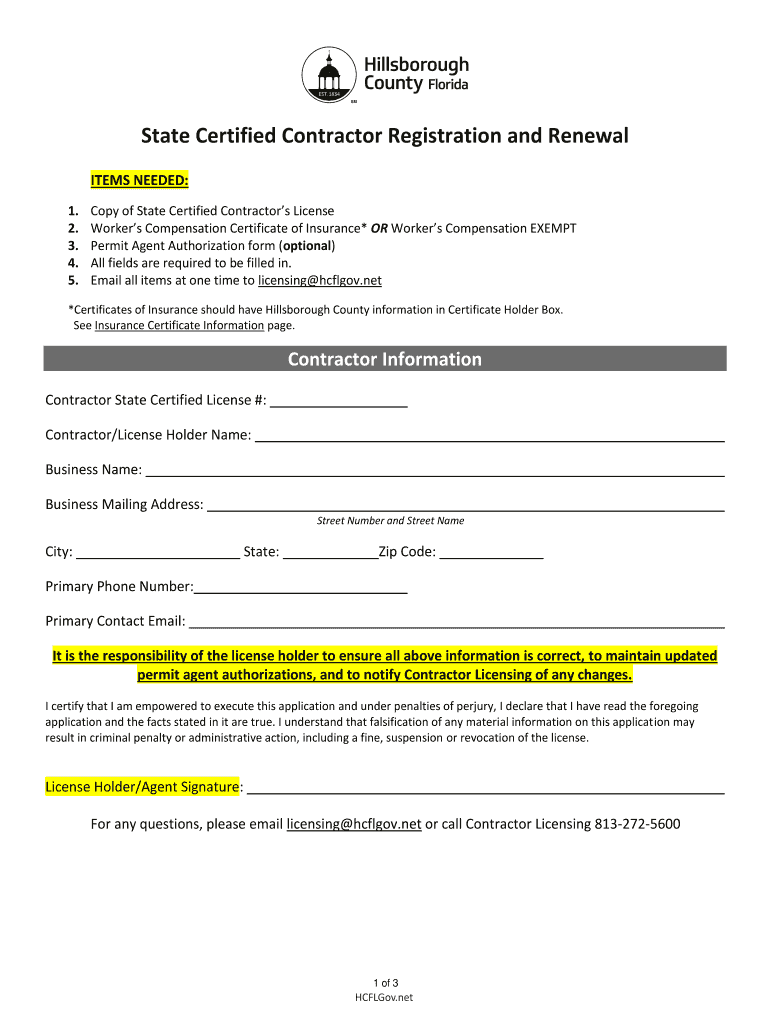 Fillable Online State Certified Contractor Registration and Renewal ...