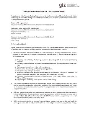 Fillable Online Data protection declaration / Privacy statement - Corfo ...