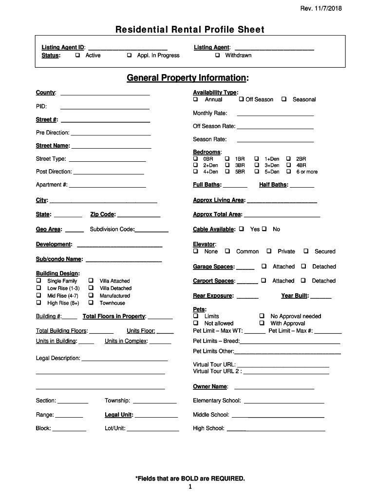 Fillable Online Residential Rental Profile Sheet Fax Email Print ...