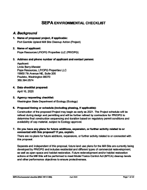 Fillable Online SEPA ENVIRONMENTAL CHECKLIST - Washington Fax Email ...