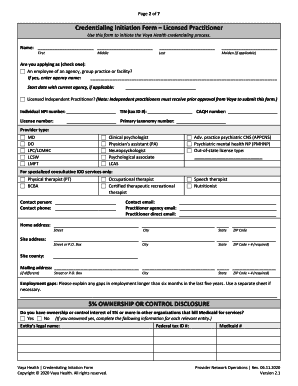 Fillable Online Credentialing Initiation Form: Fax Email Print - pdfFiller