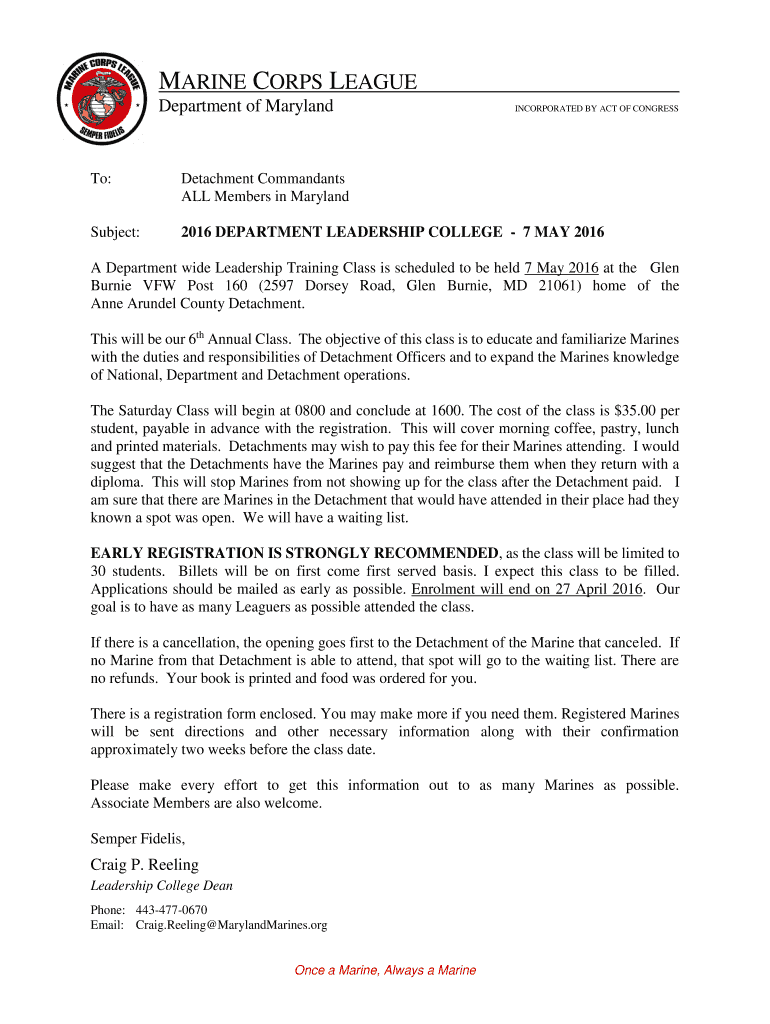 Marine Corps League Guidebook For Detachment Officers - Fill Online ...