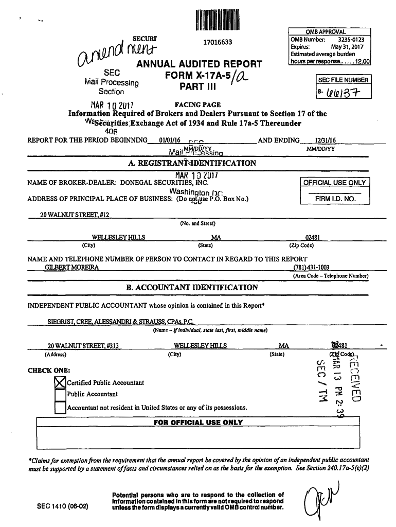 Fillable Online ANNUAL AUDITED REPORT SEC FORM X-17A-5/6L Section PART ...