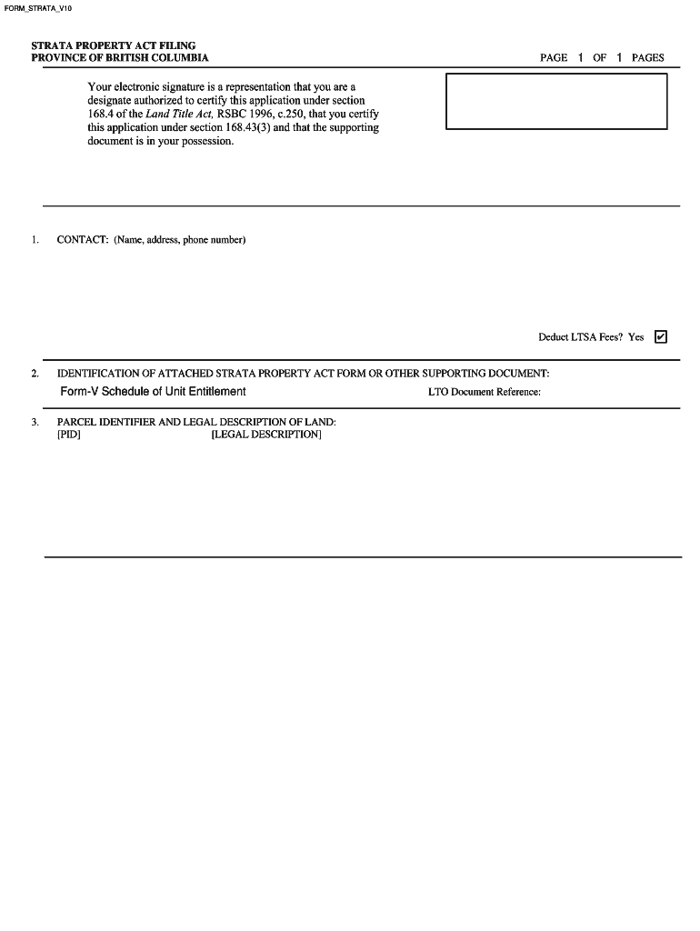 Fillable Online Form Strata Property Act Filing V10 Fax Email Print ...
