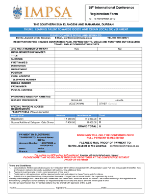 Fillable Online 35th International Conference Registration Form - IMPSA ...