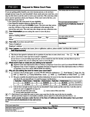 Fillable Online FW-001 Request to Waive Court Fees CONFIDENTIAL ...
