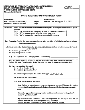 Fillable Online Initial Assessment and Intervention Forms Fax Email ...