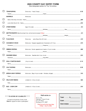 Fillable Online County Events Entry Form Fax Email Print - pdfFiller
