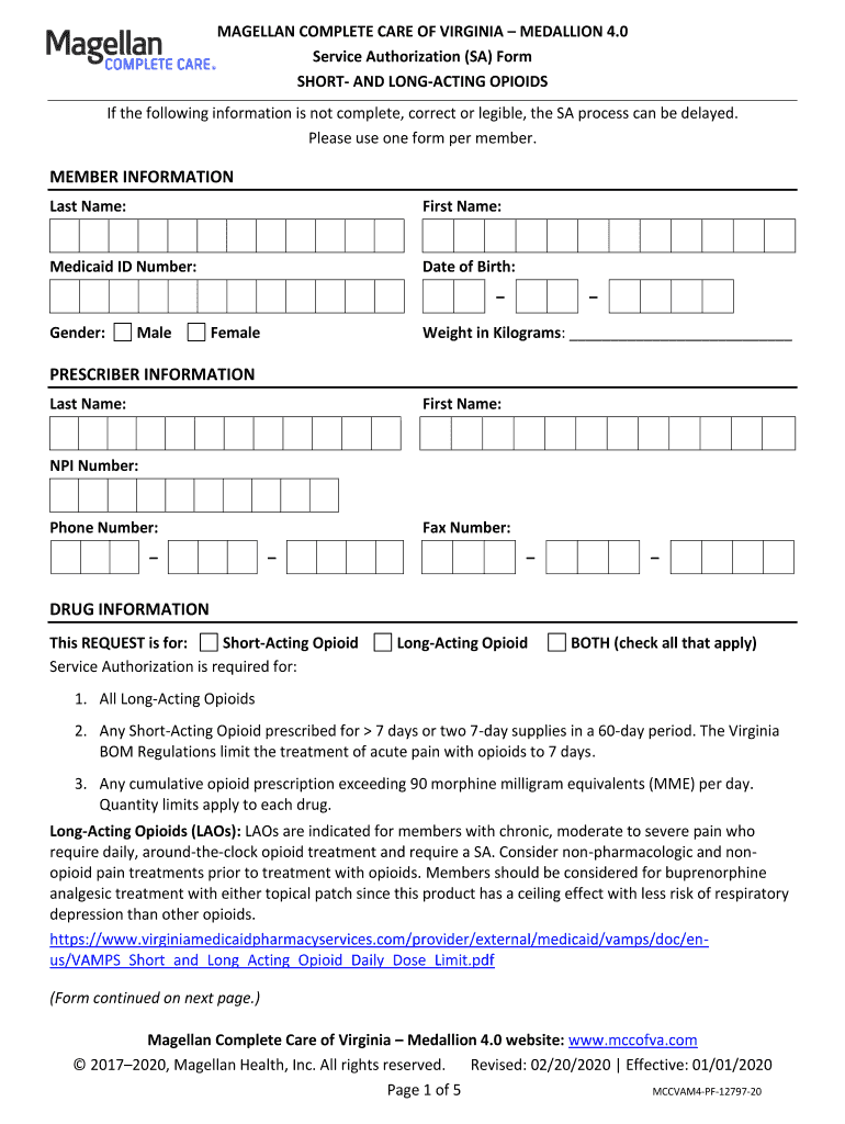 Fillable Online MCC of VA Service Authorization Form: Short and Long ...