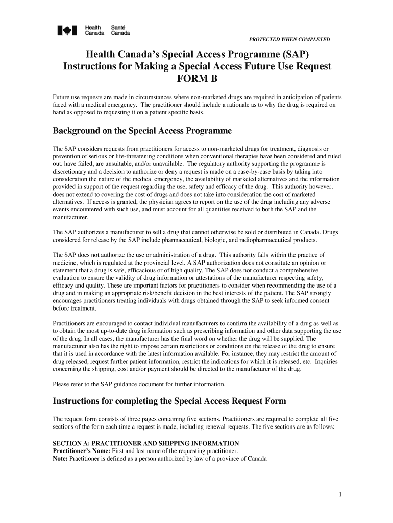 Fillable Online Special Access Programmes (SAP) Instructions for Making ...