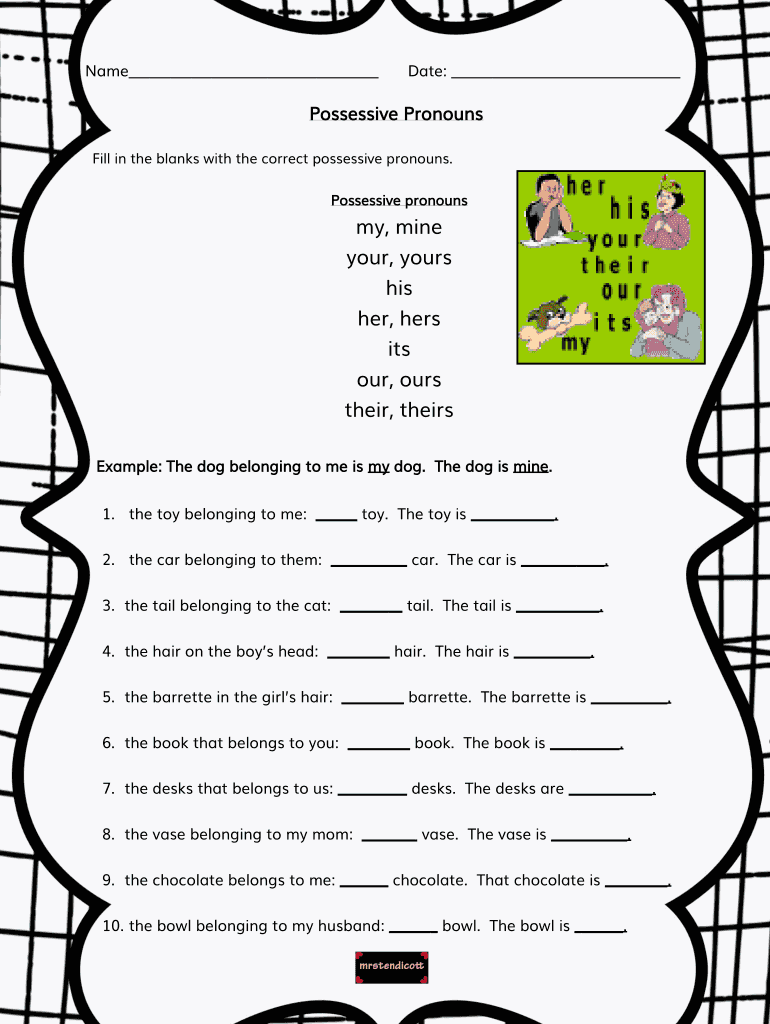 Fillable Online Possessive Pronoun Worksheets Fax Email Print - pdfFiller
