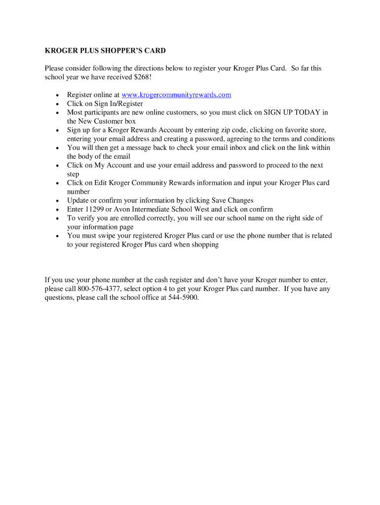 Fillable Online KROGER PLUS SHOPPER'S CARD Please consider ... Fax ...