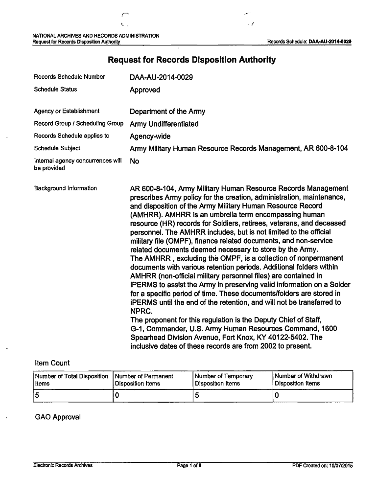 Fillable Online Army Military Human Resource Records Management Fax ...