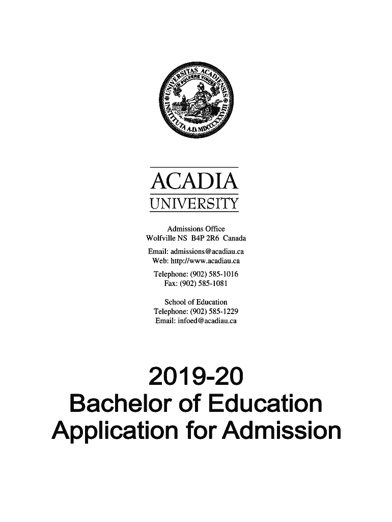 Fillable Online admissions acadiau INSTRUCTIONS FOR BEd APPLICANTS ...