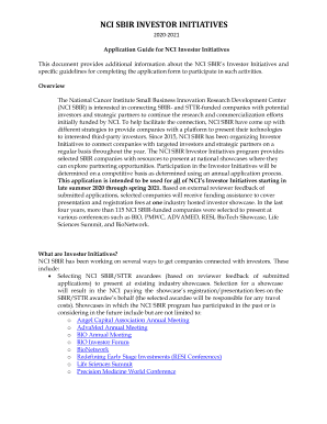 Fillable Online Application Guide for NCI Investor Initiatives. Form ...