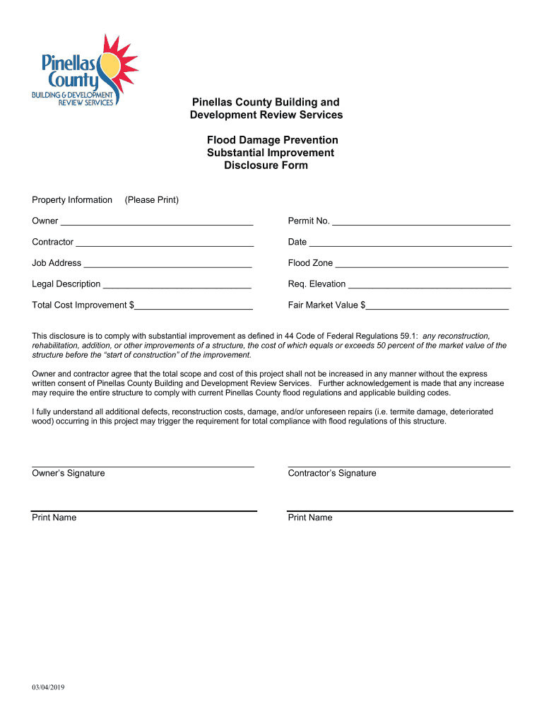 Fillable Online Flood Damage Prevention Substantial Improvement ...