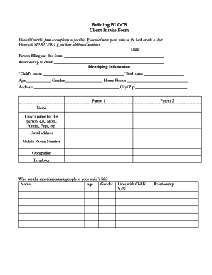 Fillable Online Using the Intake Form Templates in Clio GrowClio Help ...