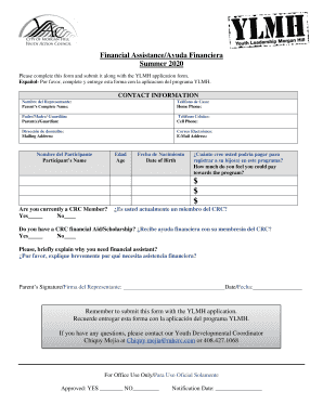 Fillable Online Summer Camp Financial Assistance Application Form - JotForm Fax Email Print ...