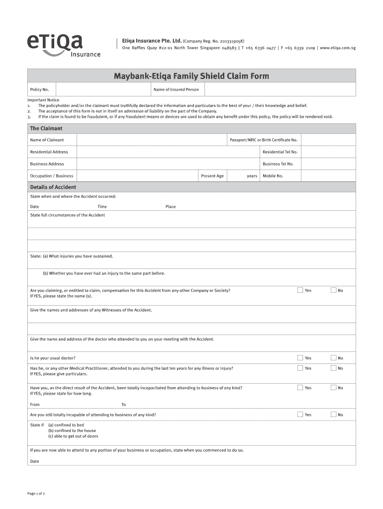 Fillable Online Maybank-Etiqa Family Shield Claim Form.indd Fax Email ...