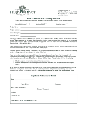 Fillable Online Form C: Exterior Wall Cladding Materials Fax Email ...