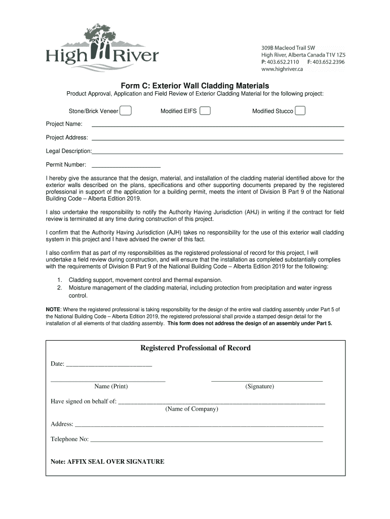 Fillable Online Form C: Exterior Wall Cladding Materials Fax Email Print - pdfFiller