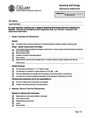 Fillable Online Retaining Wall Design Disclosure Statement Fax Email Print - pdfFiller