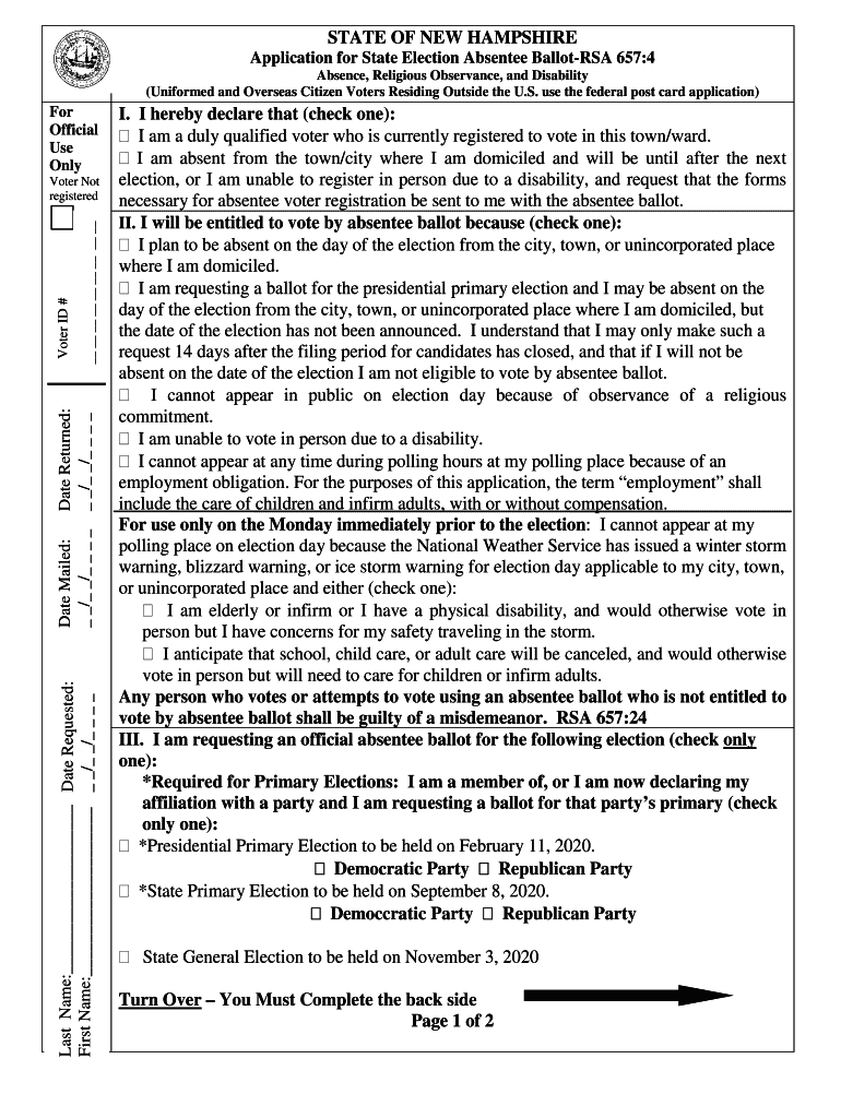 Fillable Online Absentee Ballot Request Example of how to fill out ...