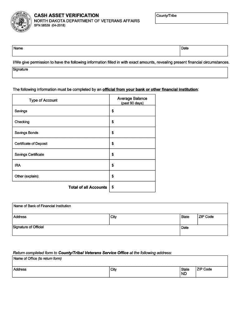Fillable Online Cash Asset Verification Form Fax Email Print - pdfFiller