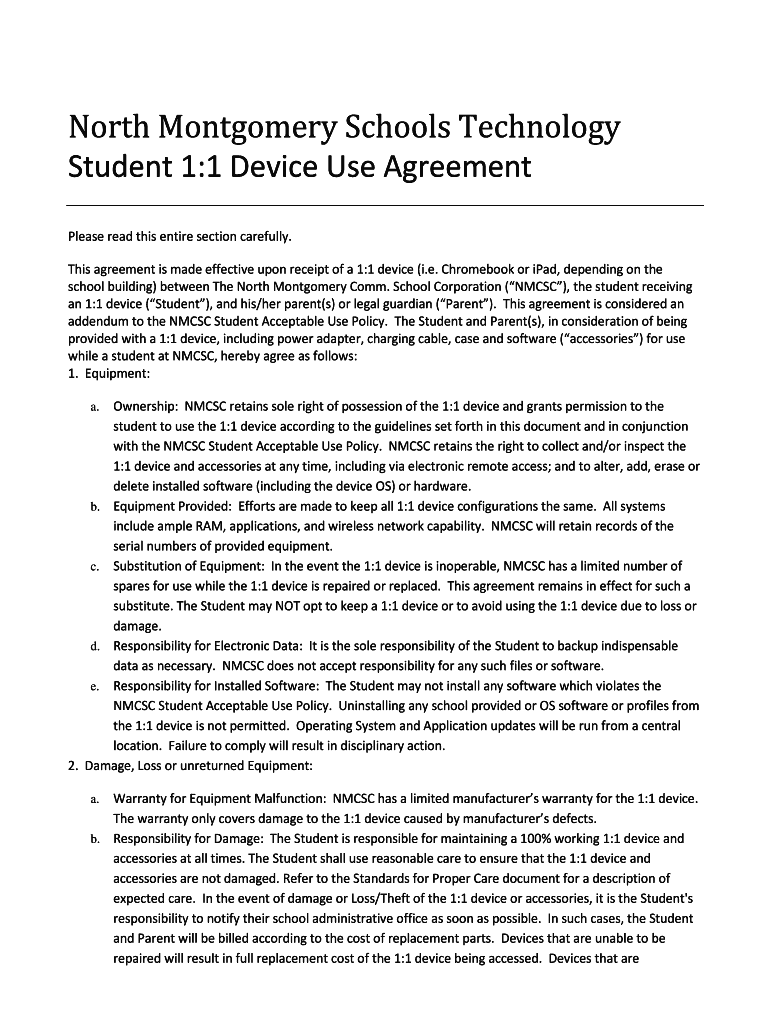 Fillable Online NMCSC iPad use agreement.docx Fax Email Print - pdfFiller