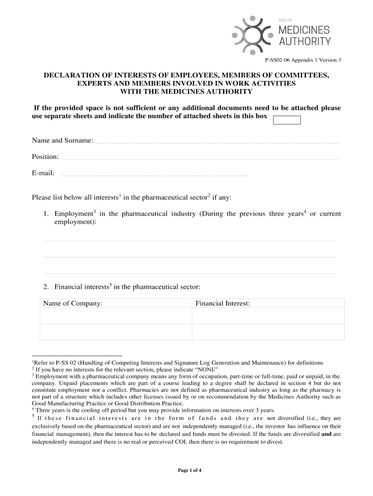 Fillable Online declaration of interests of employees, members of ...