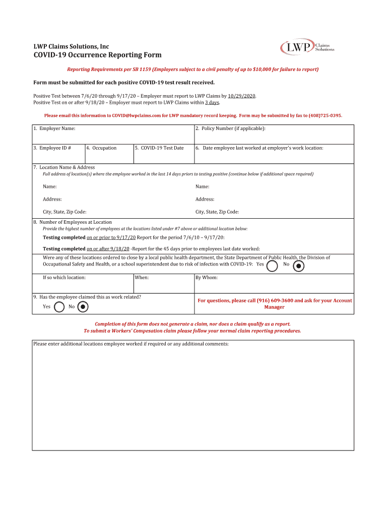 Fillable Online LWP Claims Solutions, Inc Fax Email Print - pdfFiller