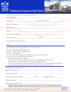 Fillable Online Telephone & Internet Order Form Fax Email Print - pdfFiller