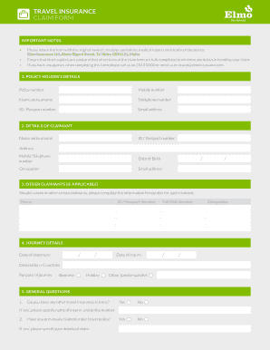 Fillable Online claim form - Elmo Insurance Fax Email Print - pdfFiller